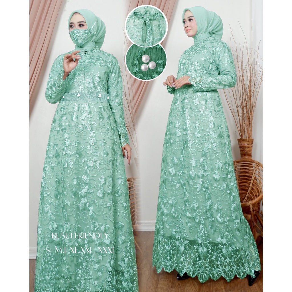 Gamis Haira (Free Mask) Gamis Lebaran Full Tille Tile Mutiara/Size S-M ...