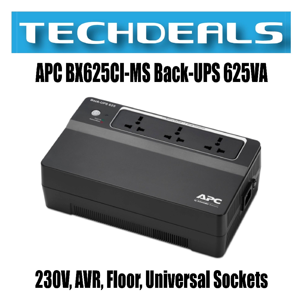 APC BX625CI-MS Back-UPS 625VA, 230V, AVR, Floor, Universal Sockets UPS ...