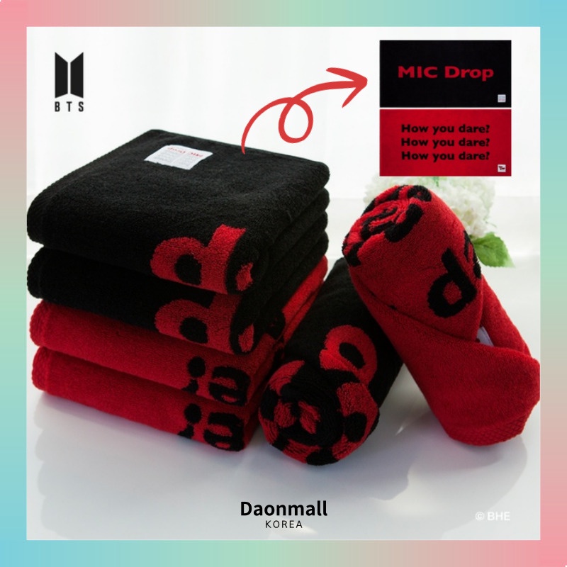 BTS Official MERCH MIC Drop Towel(Black&Red) 2P SET BTS Authentic GOODS ...