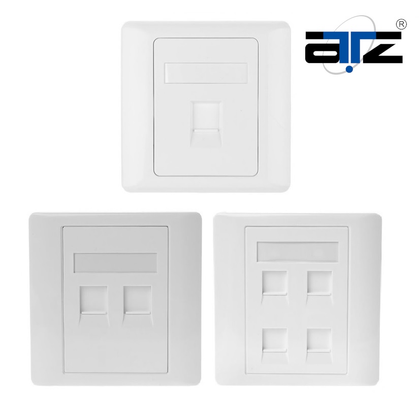ATZ Wall Plate (1 Port/2 Port/4 Port), Keystone White (86 x 86), RJ45 ...