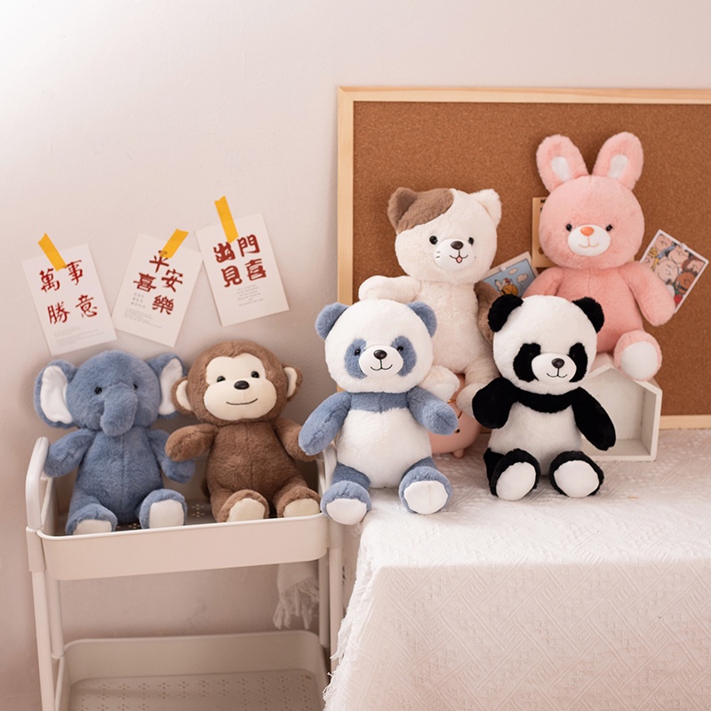 23cm Lovely Animal Panda Cat Elephant Plush Toy Cute Rabbit Monkey Doll ...