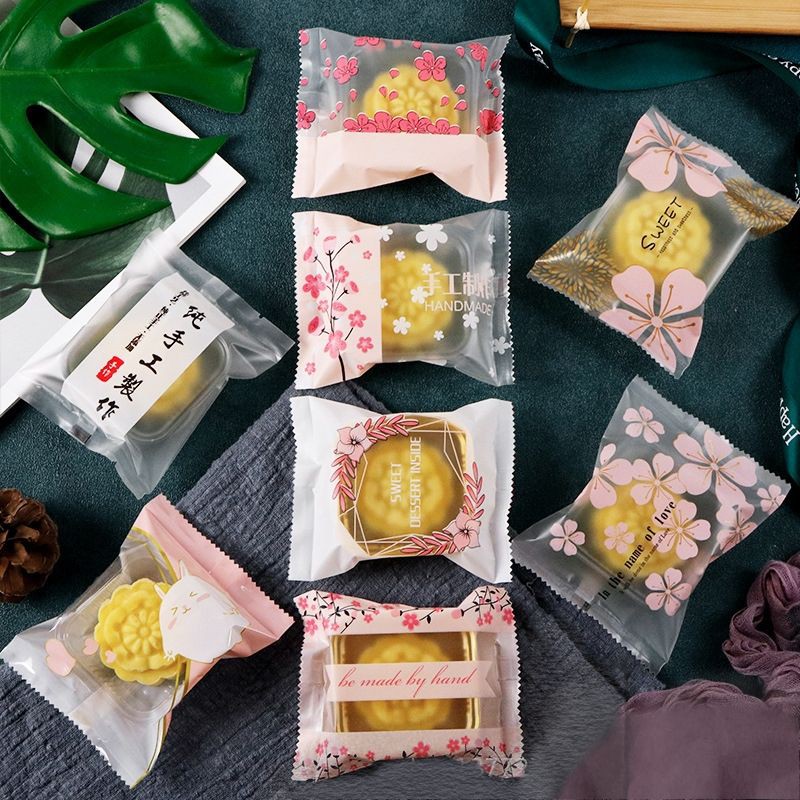 100pcs 50g/75g/100g Mooncake packaging bag Machine sealed Biscuit ...