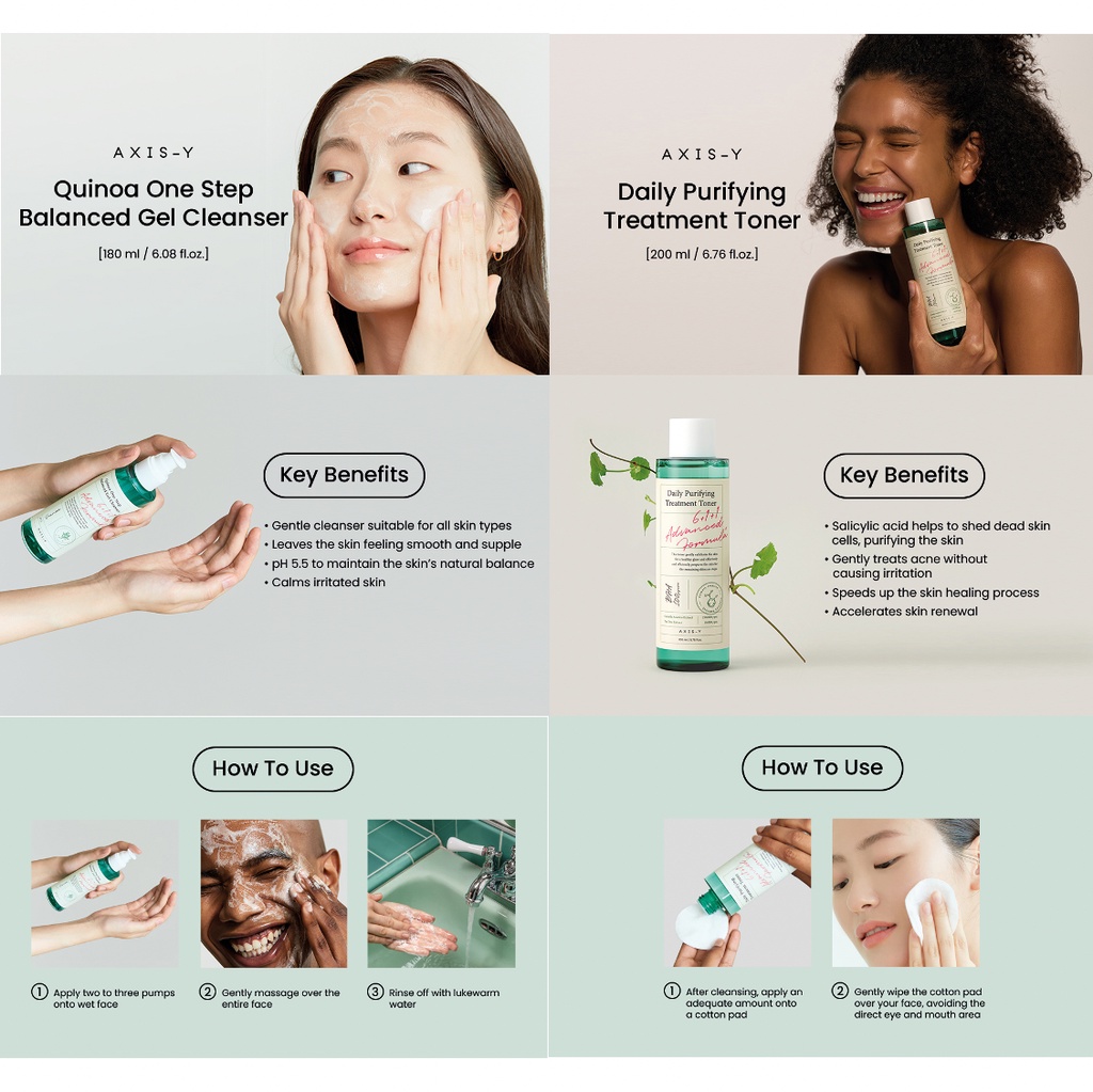 AXIS-Y Cleanser, Toner, Blemish, Dark Spot Glow Serum, Artichoke ...