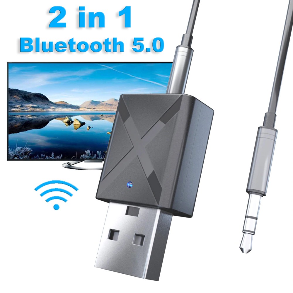 Wireless Bluetooth 5.0 Audio Receiver Transmitter Mini USB 3.5 Mm 2-in ...