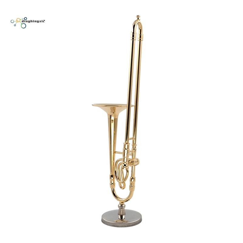 12cm Miniature Pure Copper Trombone el with Support Mini Musical ...