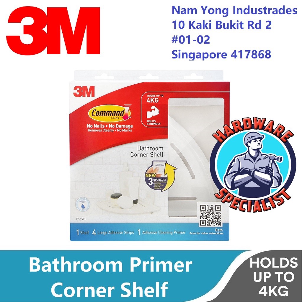 3M Command Bathroom Organization White Corner Shelf 17627D | Shopee ...