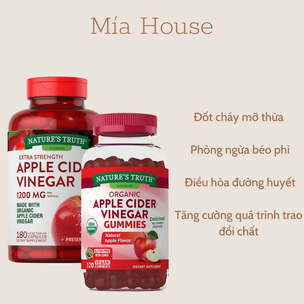 Nature's Truth Apple Cider Vinegar digestive support Apple Cider Vinegar pills (180v/jar ...