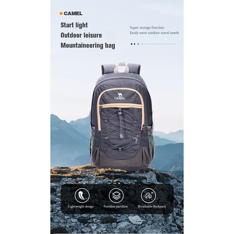 CAMEL CROWN Mountaineering bag 30L outdoor waterproof backpack large-capacity hiking backpack ...