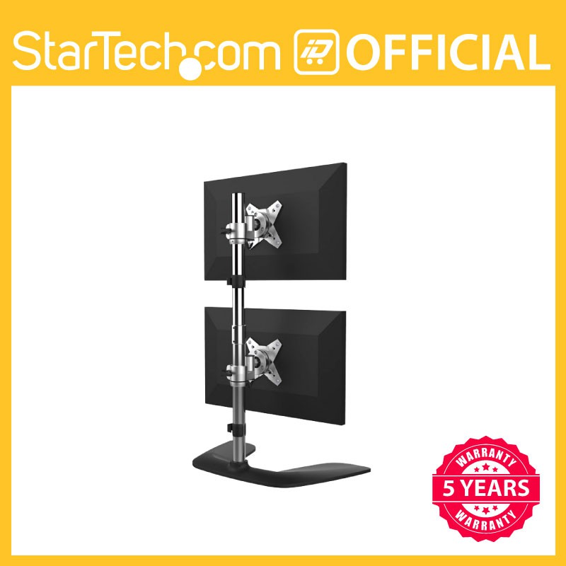StarTech Vertical Dual Monitor Stand - Ergonomic Desktop Stacked Two ...