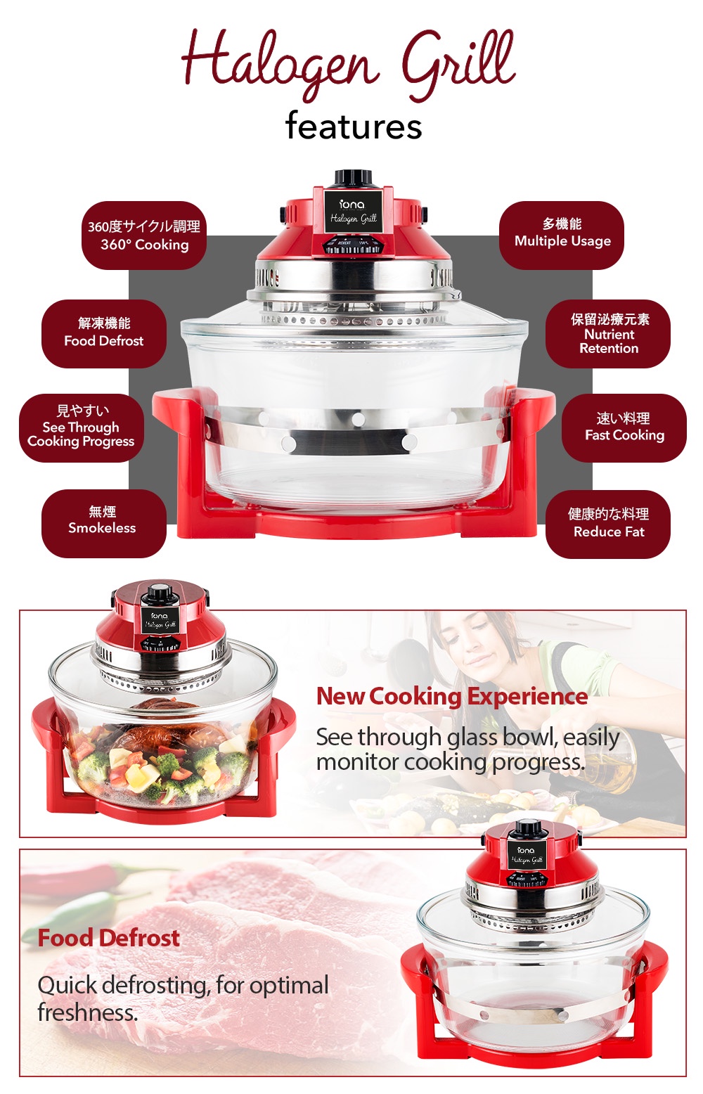 IONA 12L Electric Halogen Grill Oven - Cooks 3x faster than ...