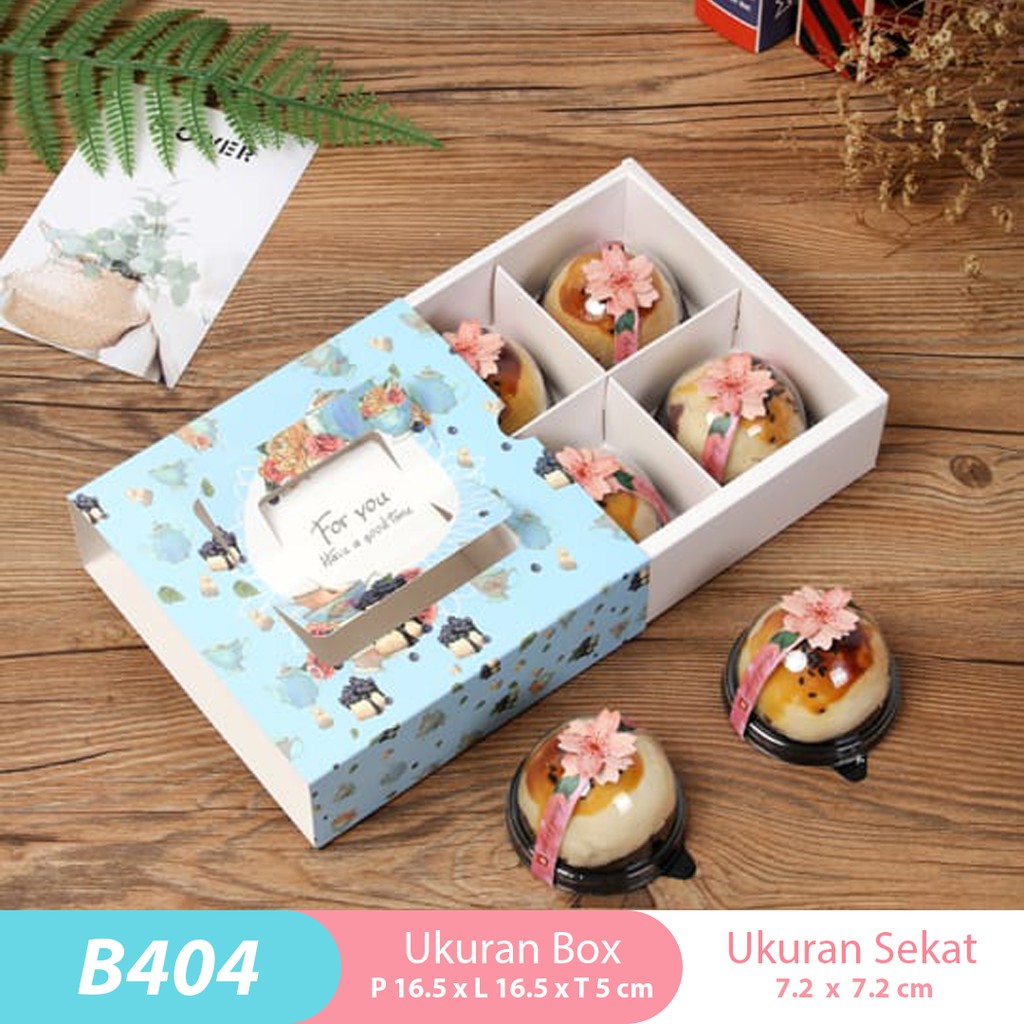 4 B404 Divider Cake Box/ Packaging Mooncake Cake Box/ Cookies/ Nastar ...