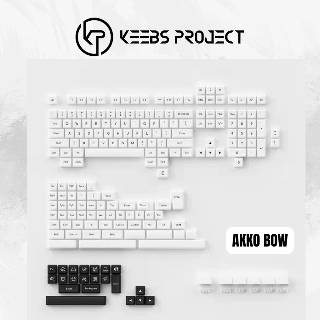Akko BoW | Akko WoB SAL keycaps ABS Doubleshot | Black on white keycaps ...
