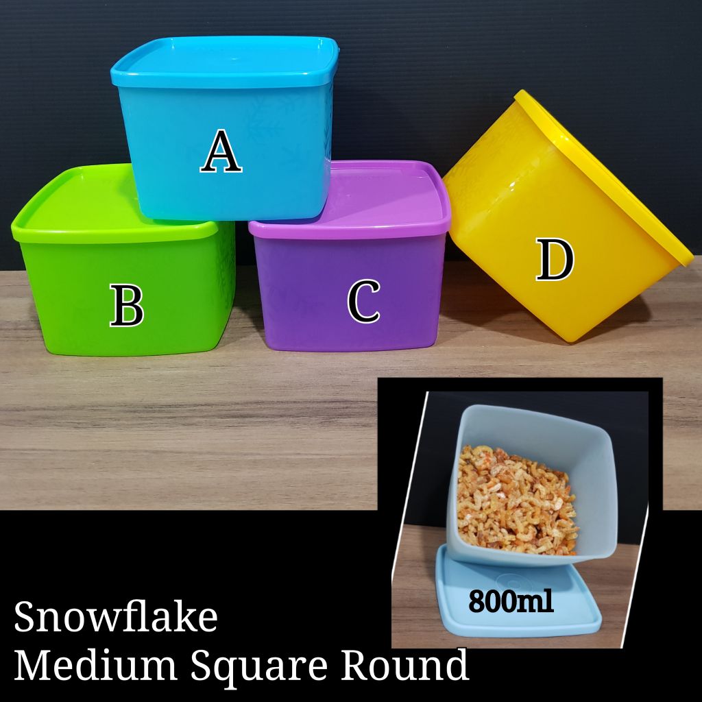Tupperware Snowflake Square Round 800ml (1) | Shopee Singapore