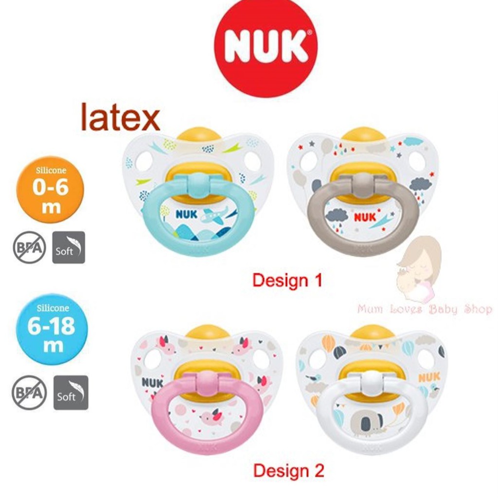 NUK- Happy Kids Orthodontic Printed Latex Soother (2pcs/pack) | Shopee Singapore