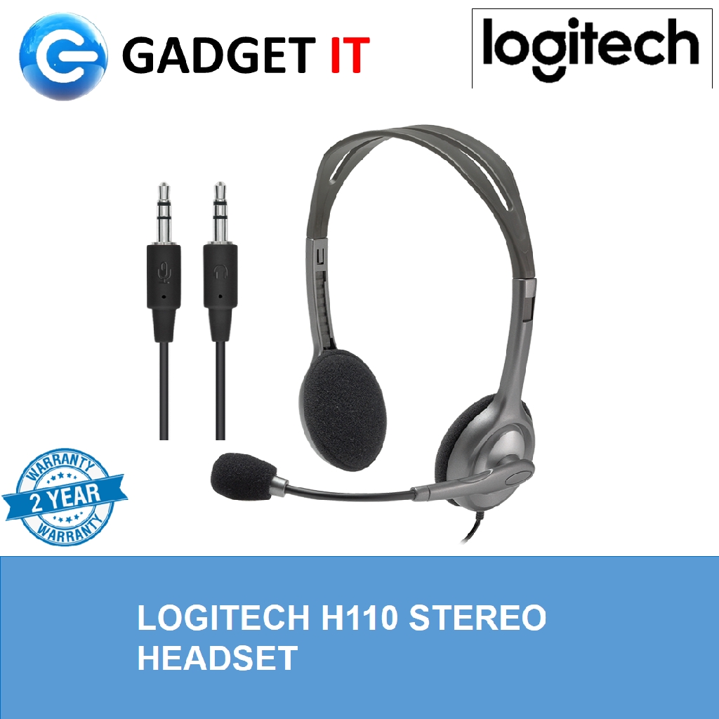 LOGITECH H110 STEREO HEADSET WITH 3.5MM DUAL PLUG (981-000459) HEAD-LGT ...