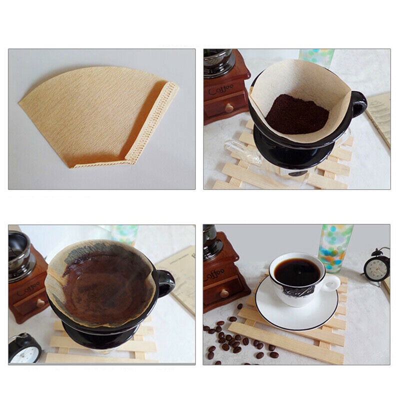 100pcs/set Cone Shaped Disposable Coffe Filter Paper Hand Drip Tea ...
