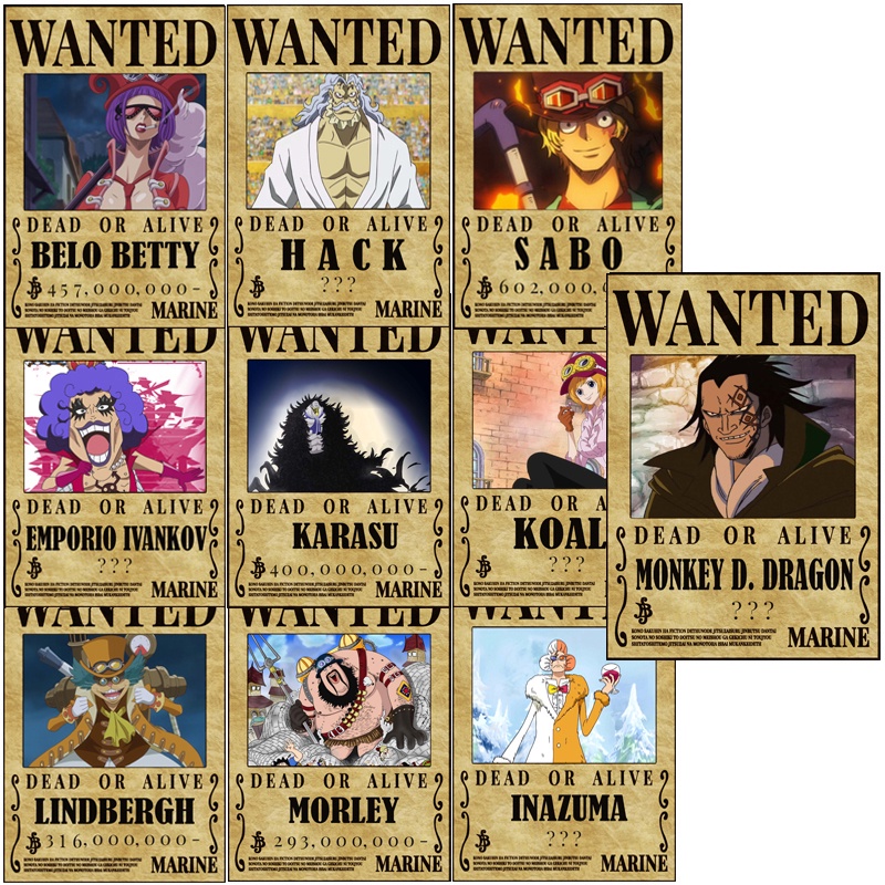 Set of 10 Wanted Posters One piece Revolutionary Army (A4 Size ...
