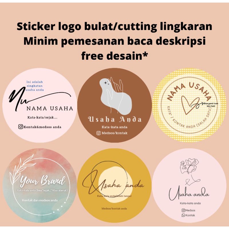 Round STICKER / ROUND LOGO STICKER / CIRCLE LOGO STICKER / CUTTING ...