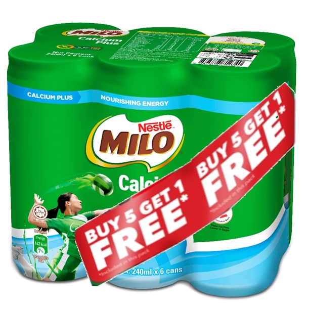 MILO Can Calcium Plus - 6 x 240ml (Buy 5 Get 1 Free) | Shopee Singapore