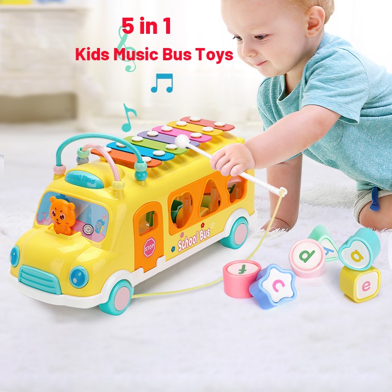 5 in 1 Kids Music Bus Toys Multifunctional Early Educational Car Toy ...