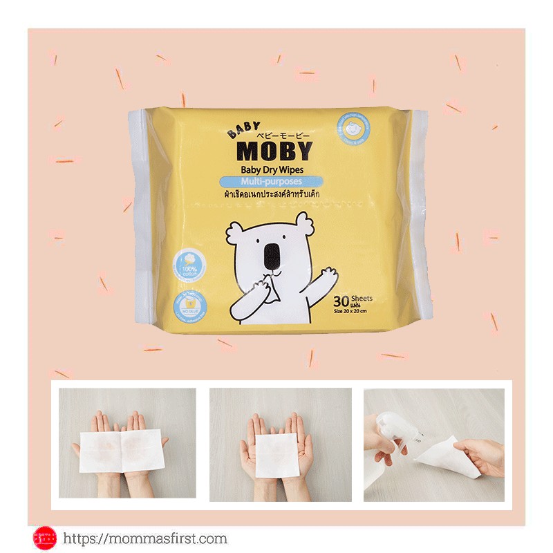 Baby Moby Cotton Dry Wipes 20 x 20cm (30 Sheets) | Shopee Singapore