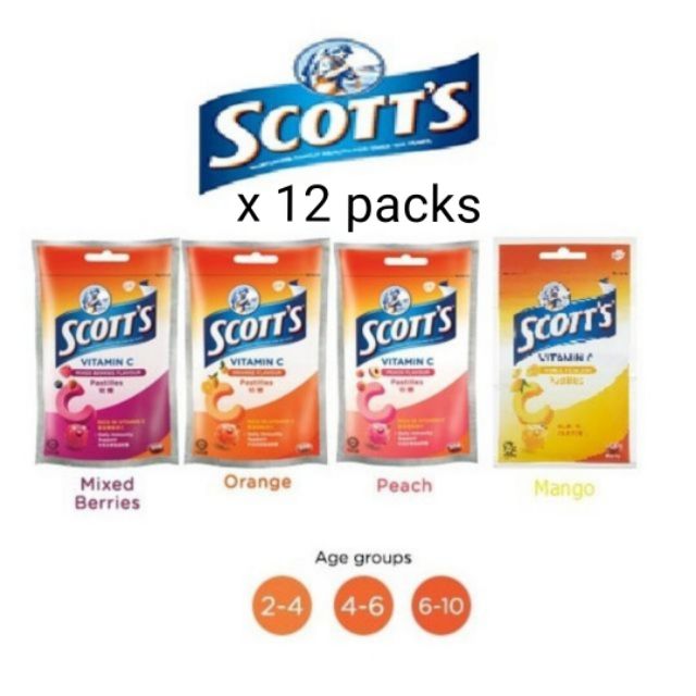Scott's Vitamin C Pastilles 15's 30gm x 12 packs - Peach / Mango ...