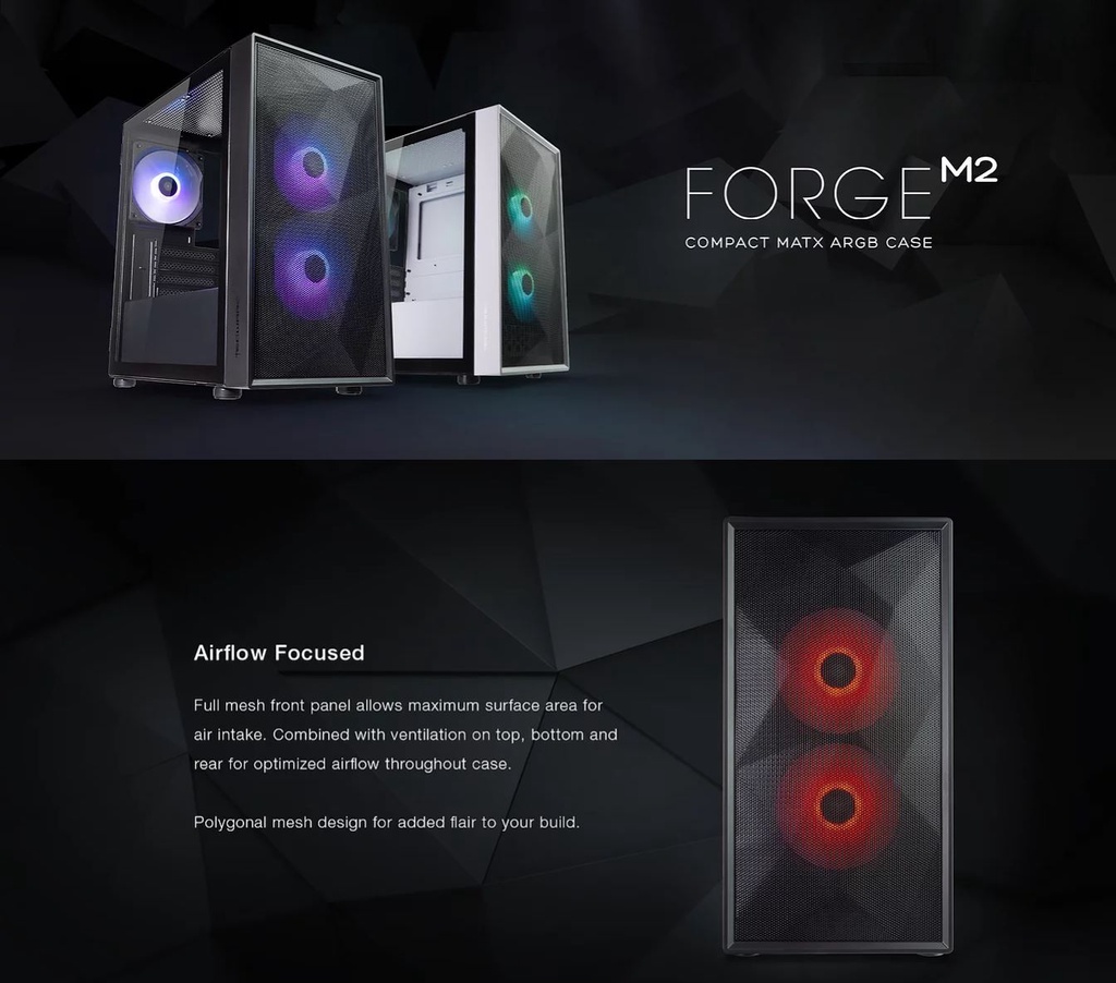 Tecware Forge M2 TG ARGB Black/White Case (1 YEAR WARRANTY BY TECH ...