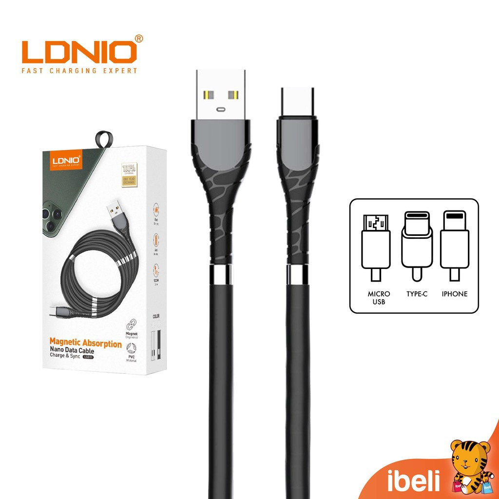 LDNIO LS511 MicroUSB / Type-C 2.4A Magnetic Absorption Nano Data ...