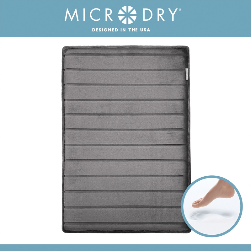 MICRODRY ExtraThick SoftLux Charcoal Infused Memory Foam Bath Mat with ...
