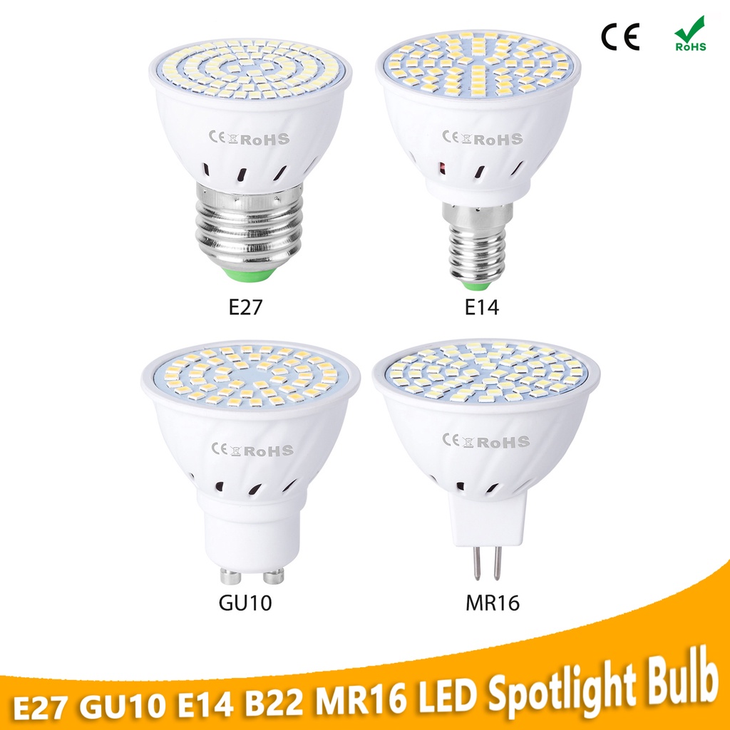 GU10 LED E27 Lamp E14 Spotlight Bulb 48/60/80leds lamp 220V light bulbs ...