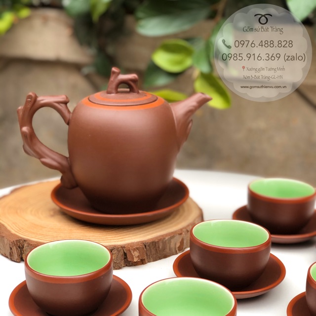 SA Bat Trang purple sand teapot with tree stump shape (tall tree ...