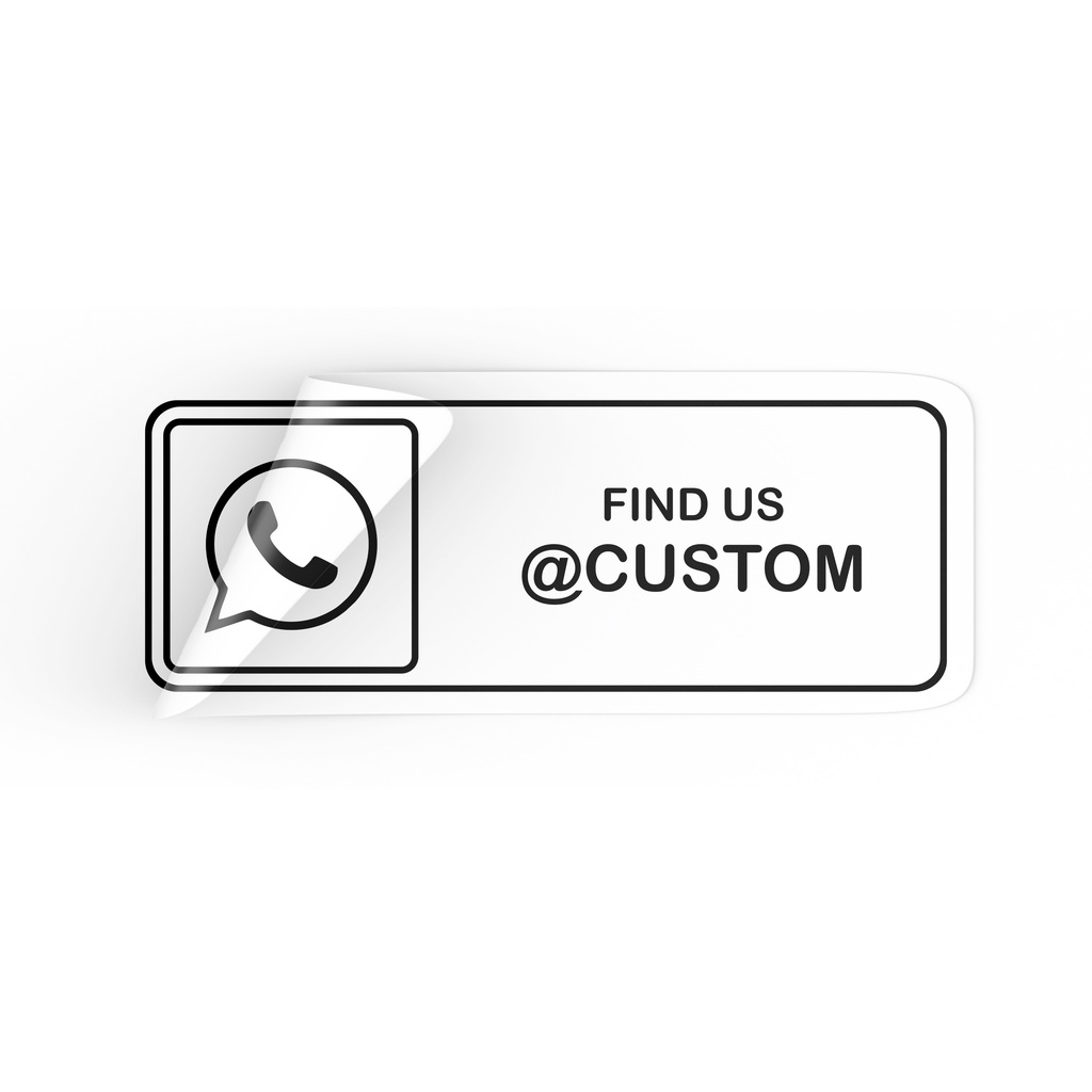 Custom Sign Oracal Sticker 8x22 cm - Find Us Logo Whatsapp Decoration ...