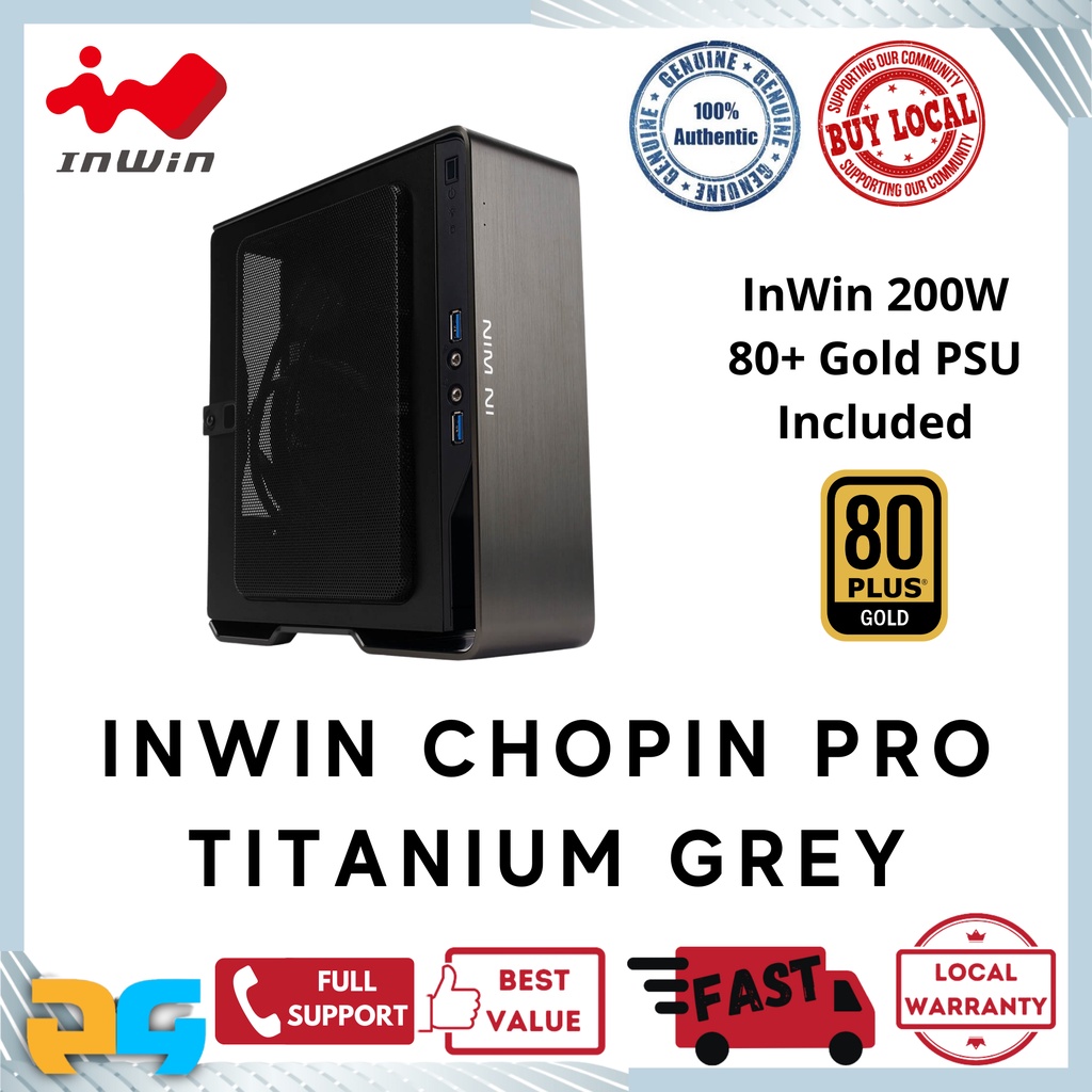 InWin Chopin Pro Mini-ITX Chassis Titanium Grey with 200W 80+ Gold ...