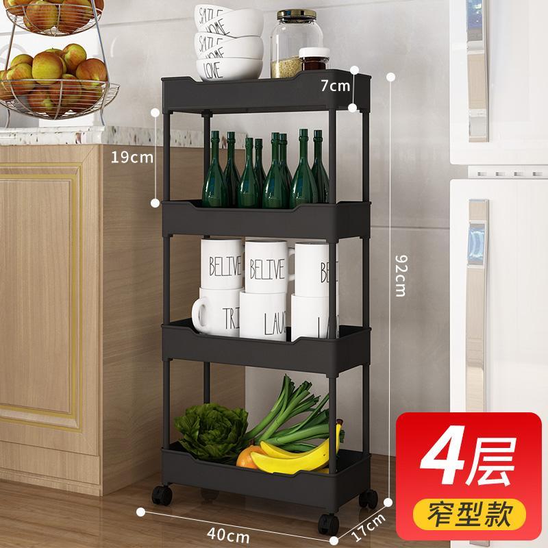 Kitchen Shelf Floor Multi-Tier Movable Trolley Storage Rack Vegetable ...
