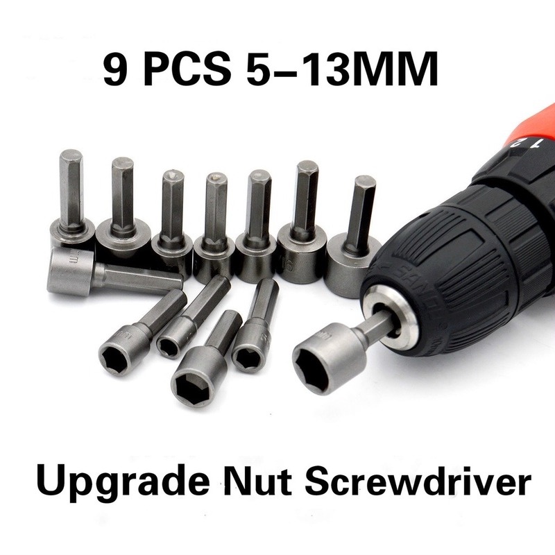 9 Pcs Set 5-13mm Nut Screwdriver Screwdriver Set Hexagon Socket Sleeve ...