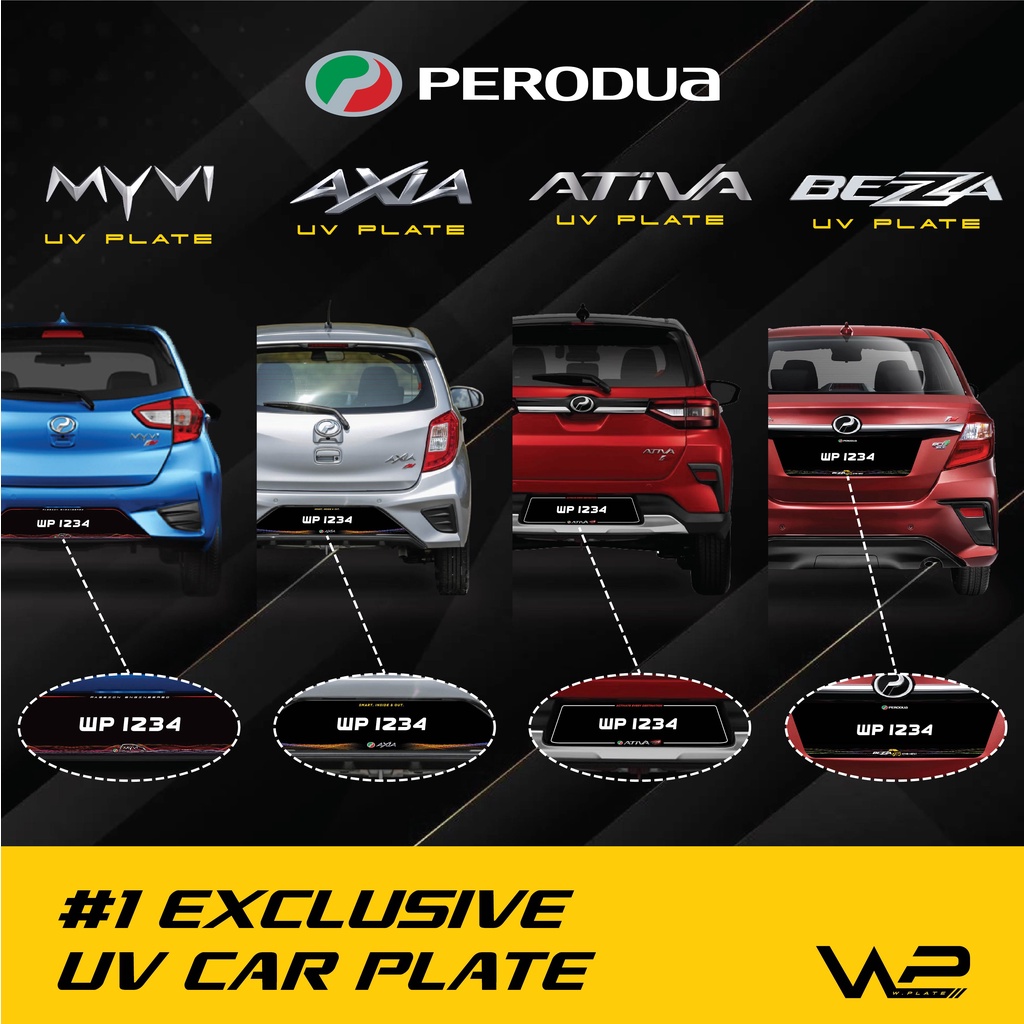 EXCLUSIVE UV CAR REAR FULL PLATE DESIGN FOR PROTON / PERODUA / TOYOTA ...
