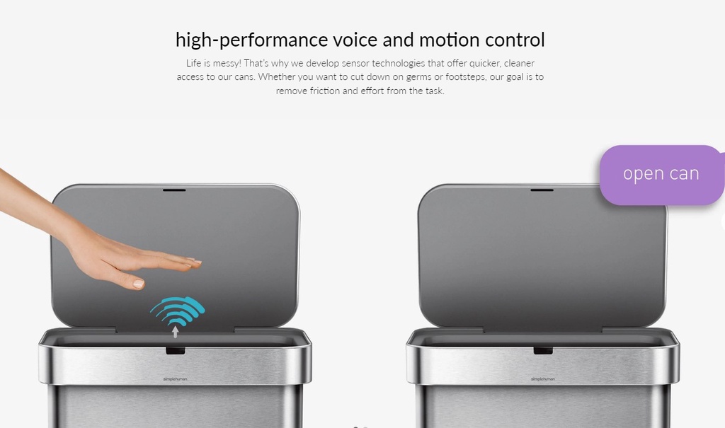 simplehuman 58L Voice + Motion Dual Compartment Rectangular Sensor ...