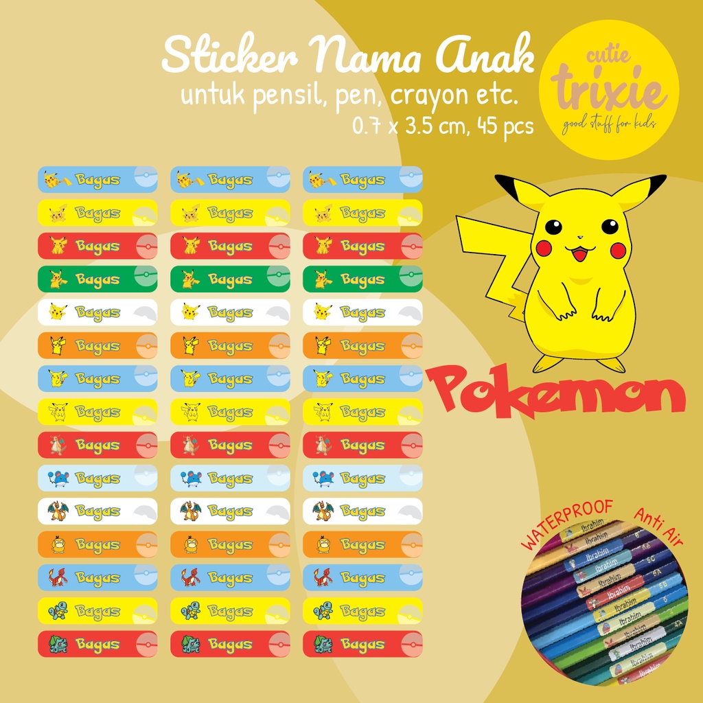 Pokemon Pencil Name Label Sticker | Shopee Singapore