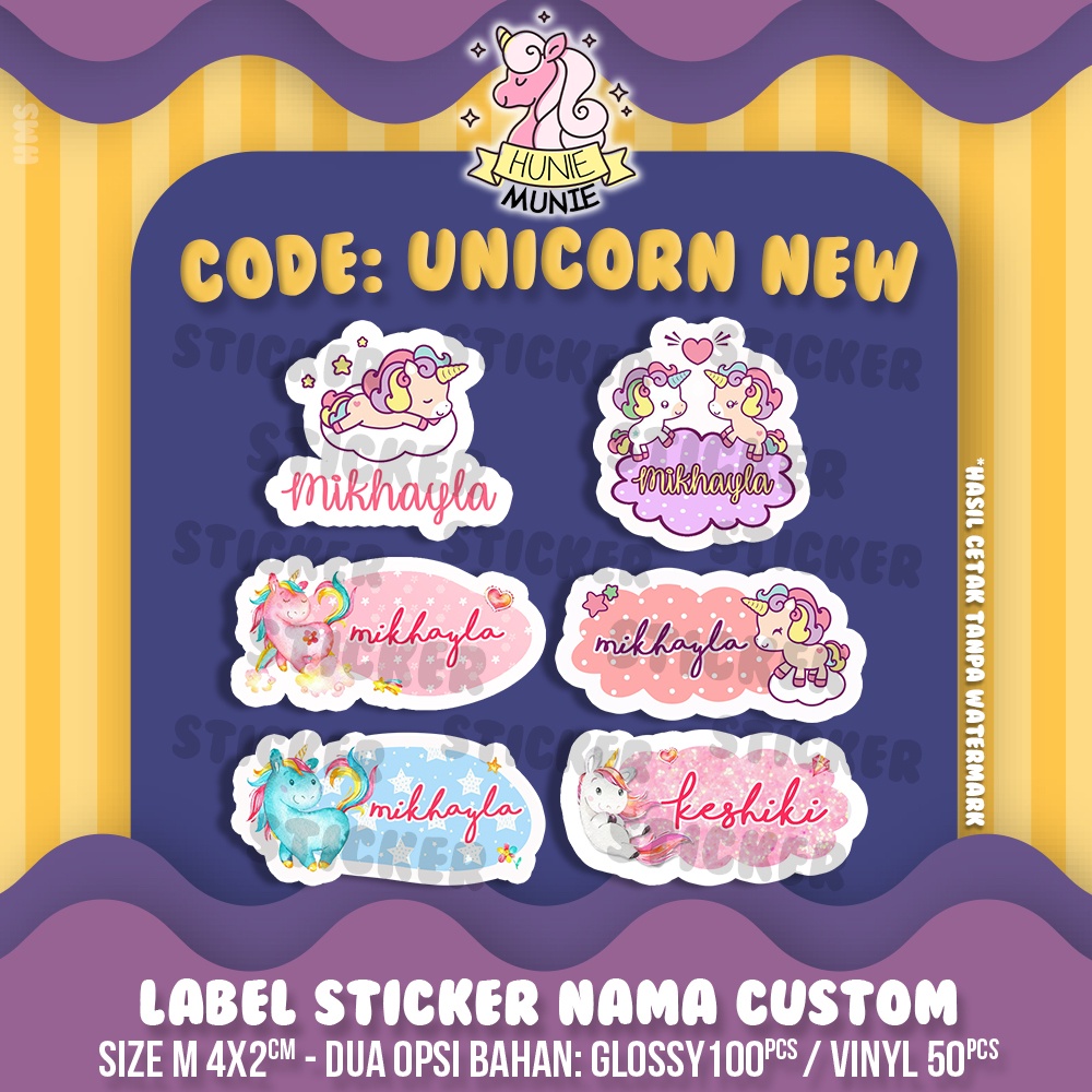Custom Name Label Sticker - Unicorn Pony Tokidoki SERIES (100pcs+) Name ...