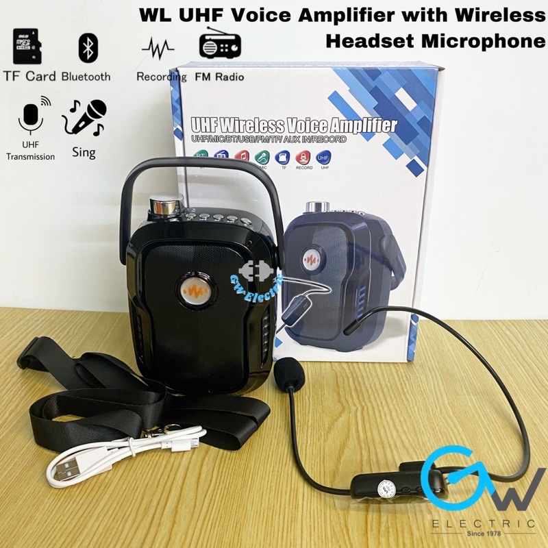 Wireless Headset Microphone Waistband UHF Voice Amplifier with ...