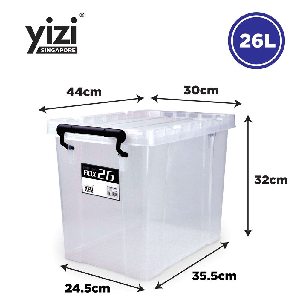 YIZI Heavy Duty Stackable Transparent Storage Box (14L - 80L) | Shopee ...