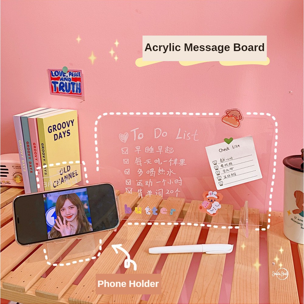 【SG Local Stock】Transparent Acrylic Message Board Memo Portable Writing ...