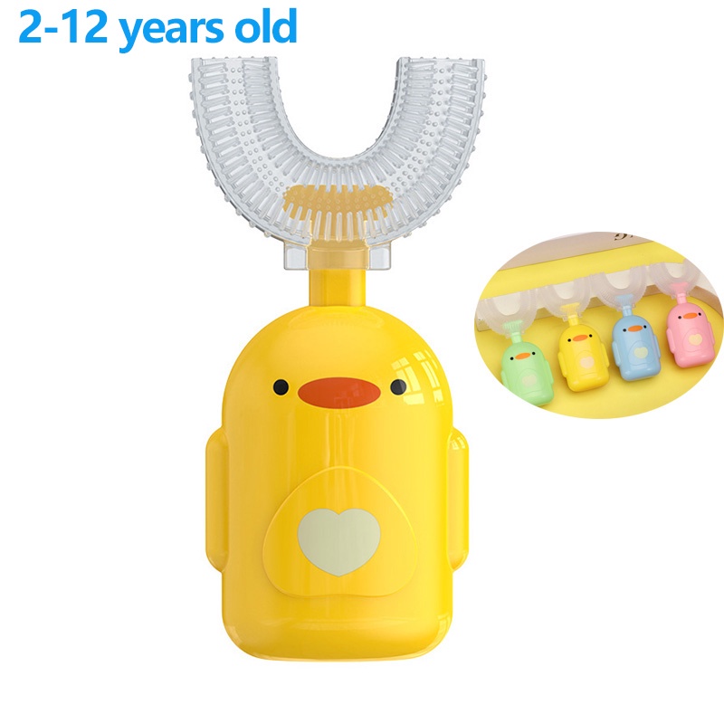 2-12 Years Old Manual Children U-Shaped Silicone Toothbrush Boxed Baby ...