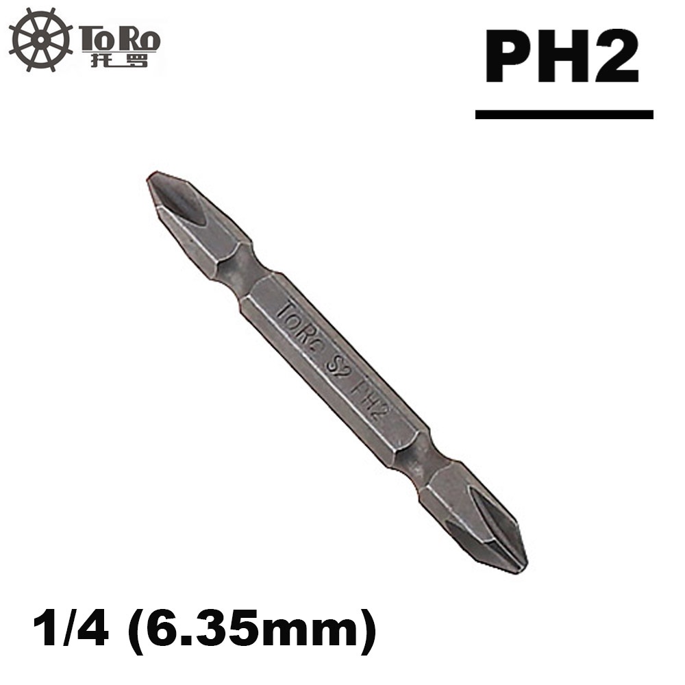 TORO Double Head Cross Screwdriver Bit 1/4 (6.35mm) PH2 Cross Head with ...