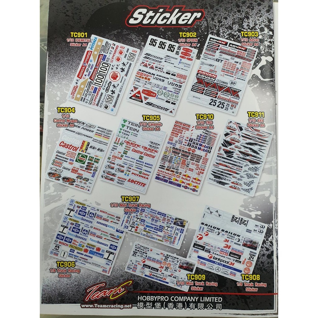 Team C Sticker 1/10 1/8 Remote Decal Sticker for 1/10 and 1/8 scale for ...
