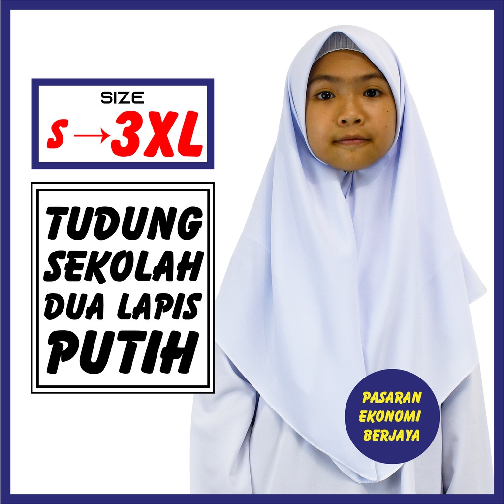 PUTIH White TWO-LAYER SCHOOL HOOD PLUS SIZE KOSHIBO SLIFFY COLORED ...