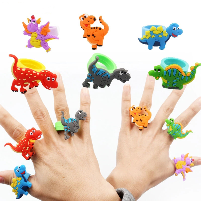 6Pcs Dino Birthday Dinosaur Style Rubber Rings Dino Theme Party Gifts ...
