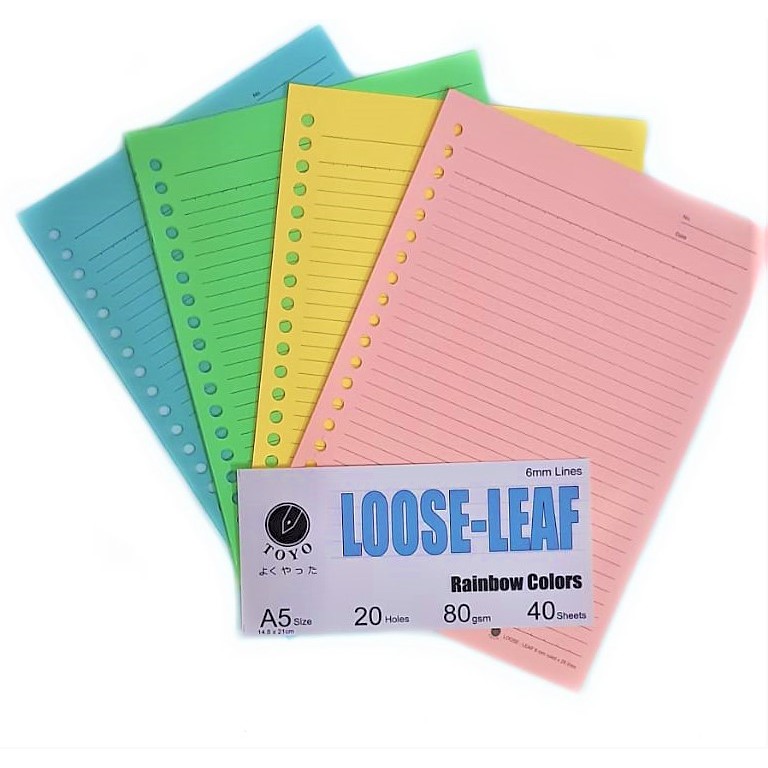 A5 COLOR LINE BINDER PAPER 80 GR THICK LOOSE LEAF CONTENTS 20 HOLE ...