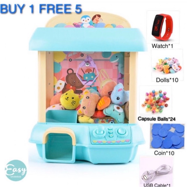 BUY 1 FREE 5 Mini Auto Wireless Remote Control Claw Toy Machine Grabber ...