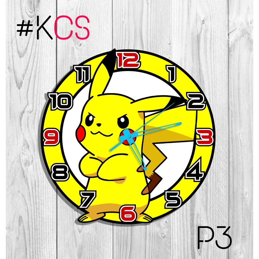 HIASAN DINDING Pokemon Pikachu Wall Clock Pokemon Pikachu Wall ...